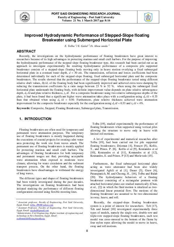 (PDF) Improved Hydrodynamic Performance of Stepped-Slope floating ...