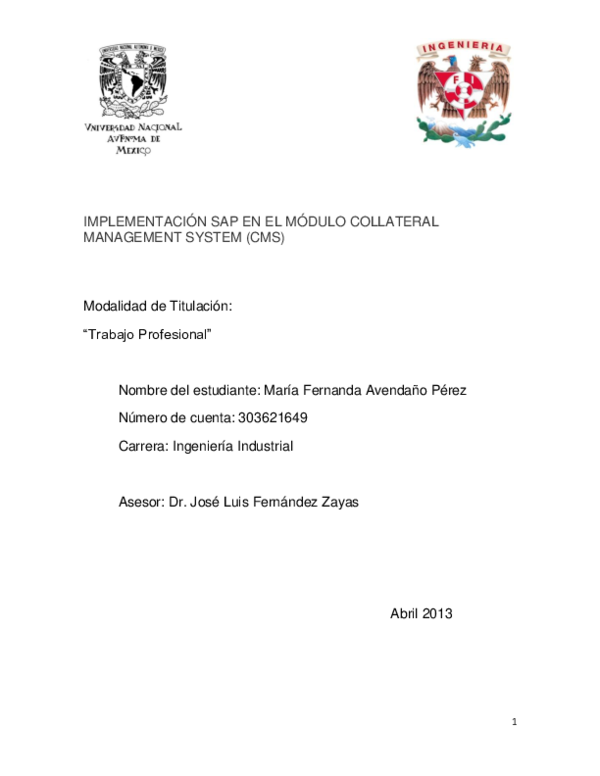 (PDF) Implementación SAP en el módulo de Collateral Management System (CMS)