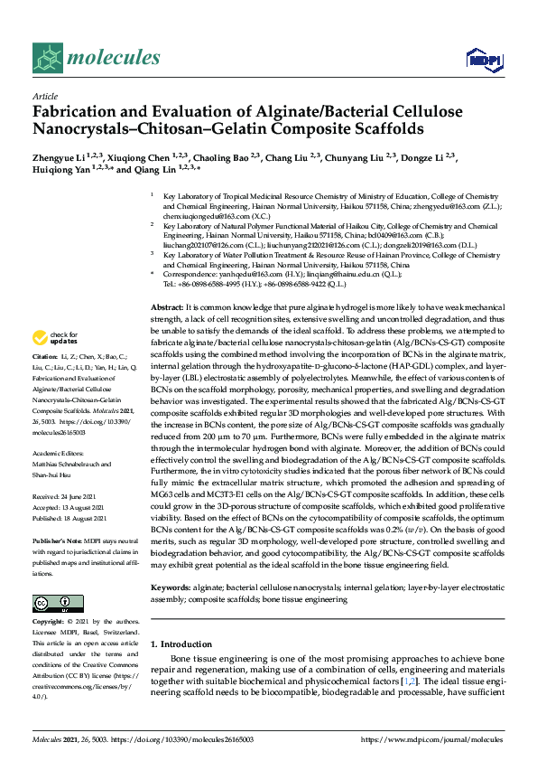 (PDF) Fabrication and Evaluation of Alginate/Bacterial Cellulose Nanocrystals–Chitosan–Gelatin ...