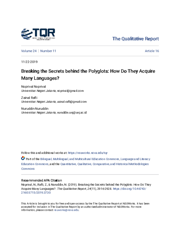 (PDF) Breaking the Secrets behind the Polyglots: How Do They Acquire ...
