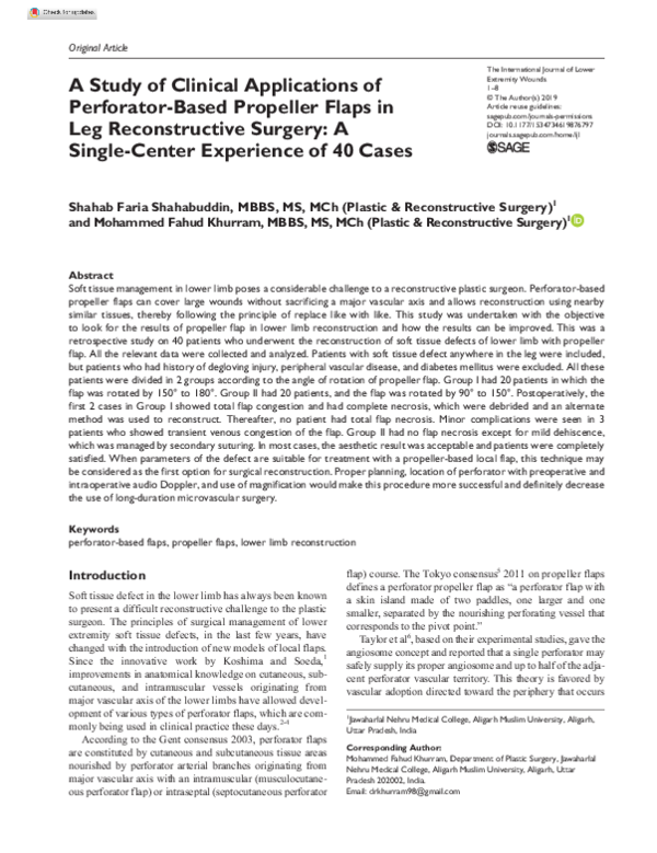 (PDF) A Study of Clinical Applications of Perforator-Based Propeller ...