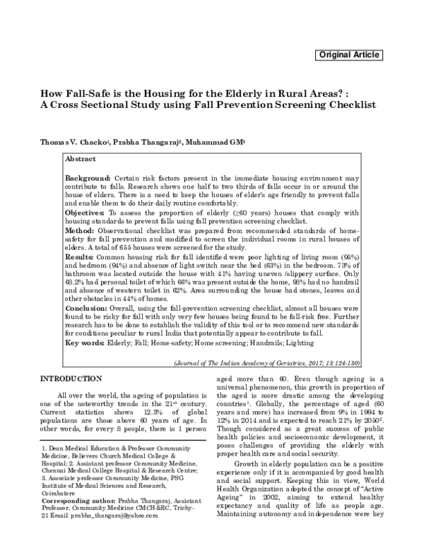 (PDF) How Fall-Safe is the Housing for the Elderly in Rural Areas? : A ...