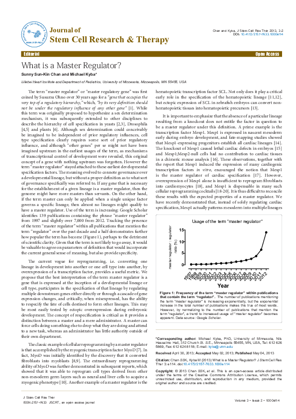(PDF) What is a Master Regulator?