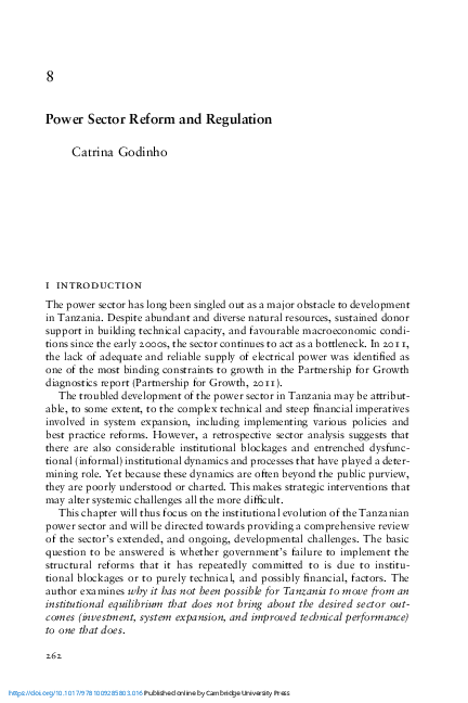 (PDF) Power Sector Reform and Regulation
