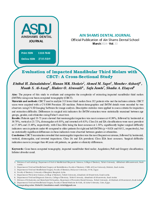 (PDF) Evaluation of Impacted Mandibular Third Molars with CBCT: A Cross ...