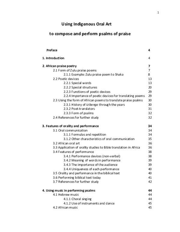 (PDF) Using Indigenous Oral Art to Compose and Perform Psalms of Praise