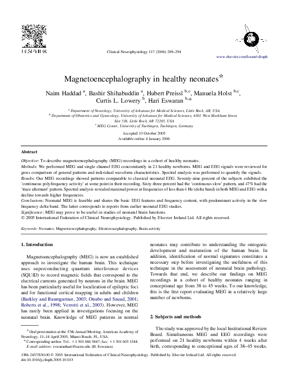 (PDF) Magnetoencephalography in healthy neonates
