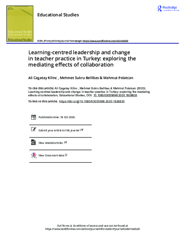 (PDF) Learning-centred leadership and change in teacher practice in ...