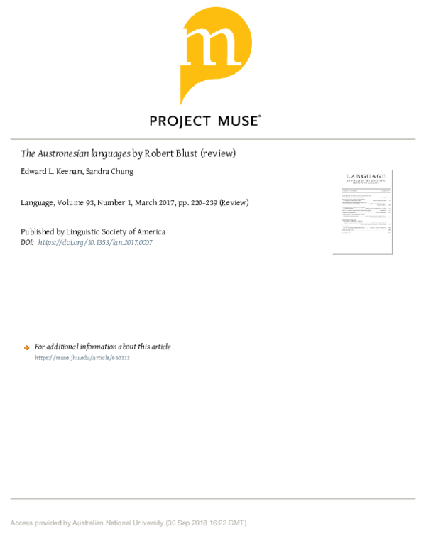 (PDF) The Austronesian languages by Robert Blust