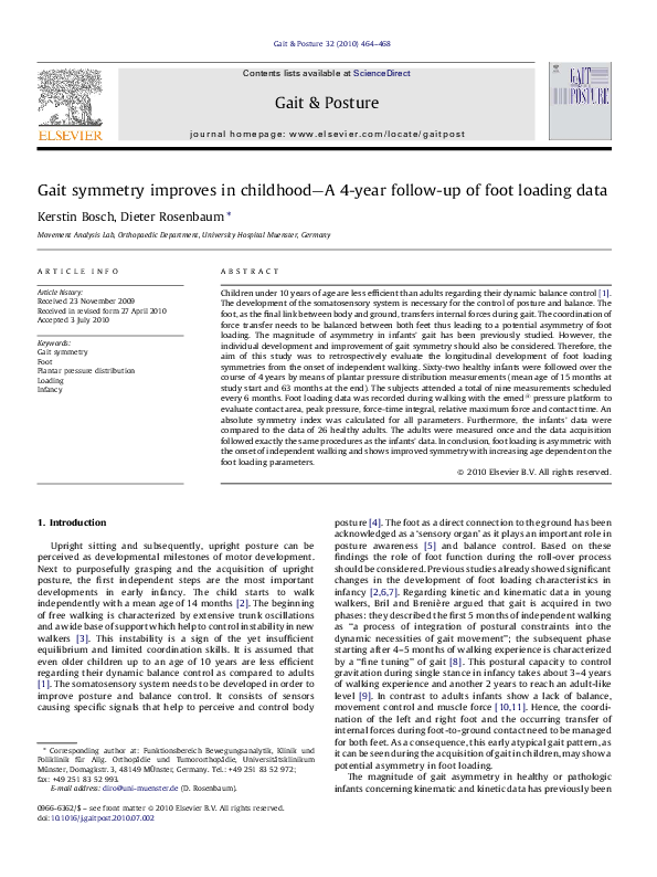 (PDF) Gait symmetry improves in childhood—A 4-year follow-up of foot ...