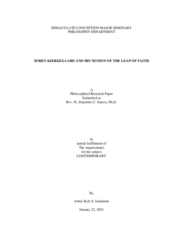 (PDF) IMMACULATE CONCEPTION MAJOR SEMINARY PHILOSOPHY DEPARTMENT SOREN ...