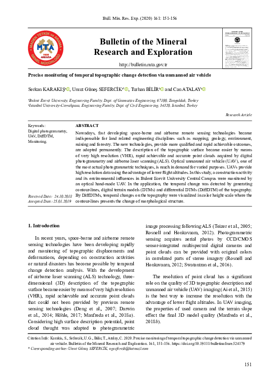 (PDF) Precise Monitoring of Temporal Topographic Change Detection via Unmanned Air Vehicle | can ...