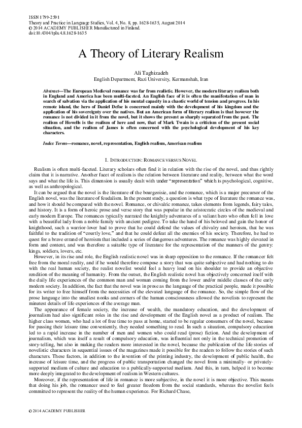 (PDF) A Theory of Literary Realism