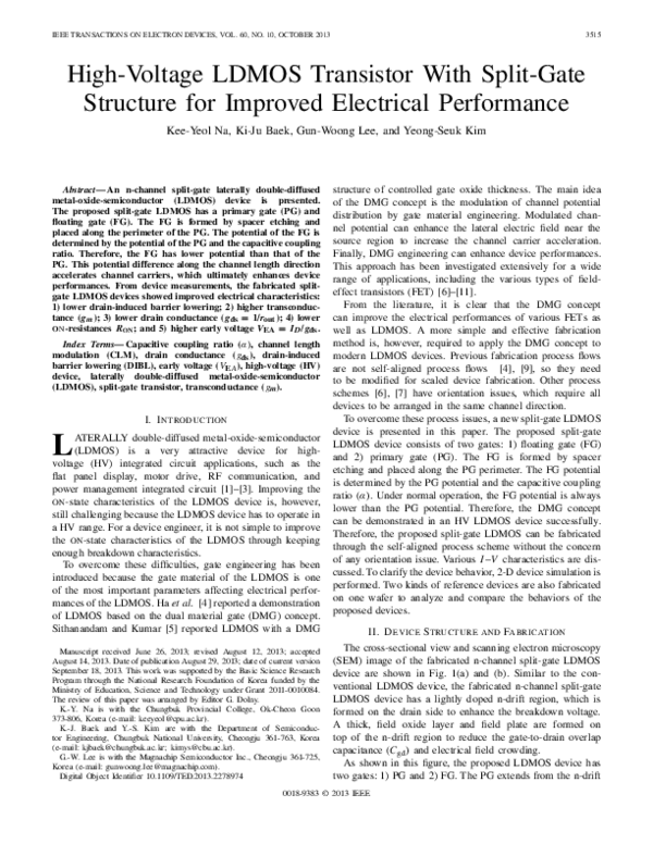 (PDF) High-Voltage LDMOS Transistor With Split-Gate Structure for ...