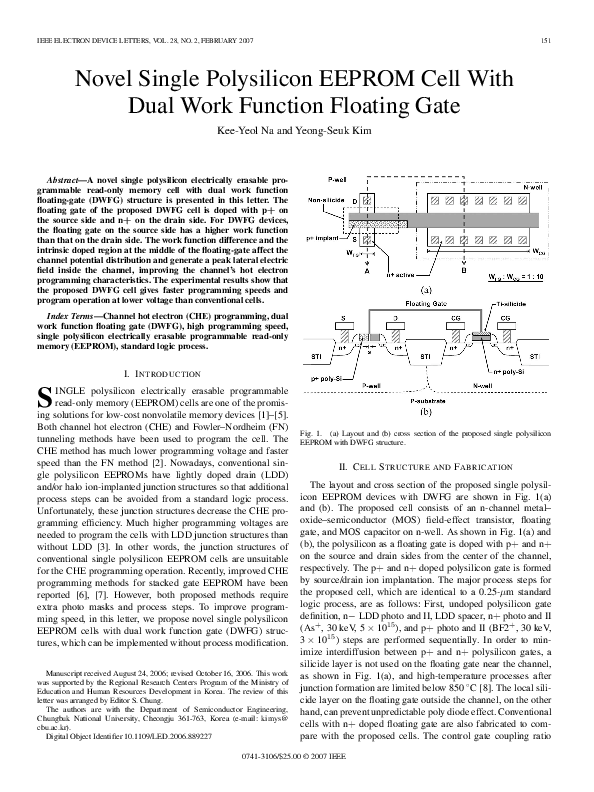 (PDF) Novel Single Polysilicon EEPROM Cell With Dual Work Function Floating Gate | Kee-Yeol Na ...