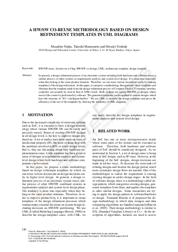 (PDF) A HW/SW Co-Reuse Methodology Based on Design Refinement Templates ...