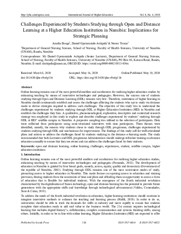 (PDF) Challenges Experienced by Students Studying through Open and ...