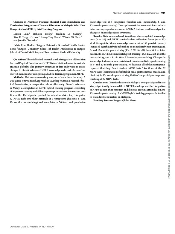 (PDF) Changes in Nutrition Focused Physical Exam Knowledge and ...