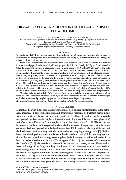 (PDF) Oil/water flow in a horizontal pipe—dispersed flow regime