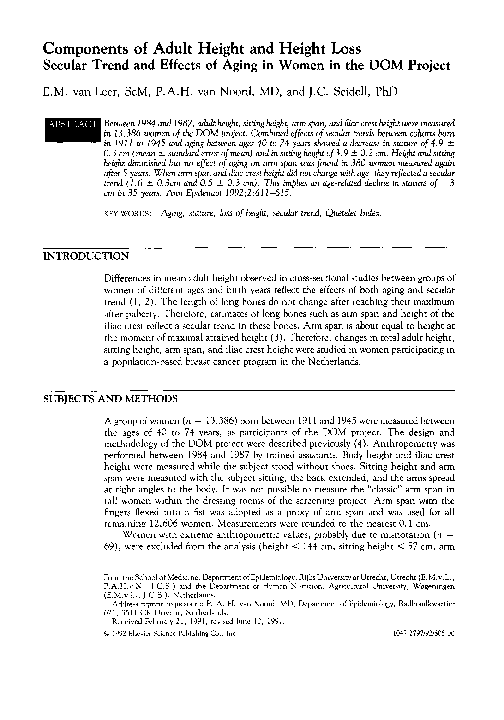 (PDF) Components of adult height and height loss secular trend and ...