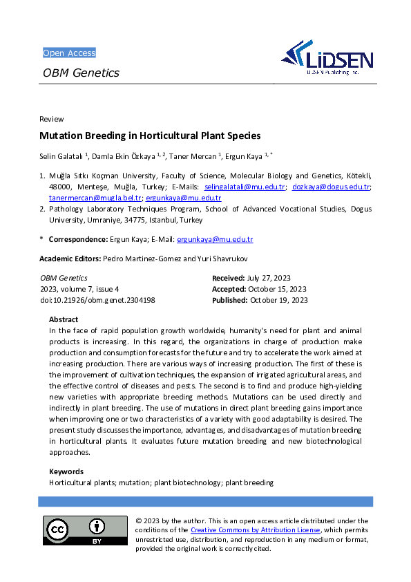 (PDF) Mutation Breeding in Horticultural Plant Species