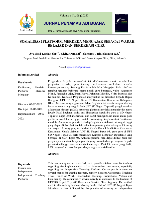 (PDF) Sosialisasi Platform Merdeka Mengajar Sebagai Wadah Belajar Dan ... (PDF) Sosialisasi Platform Merdeka Mengajar Sebagai Wadah Belajar Dan ...