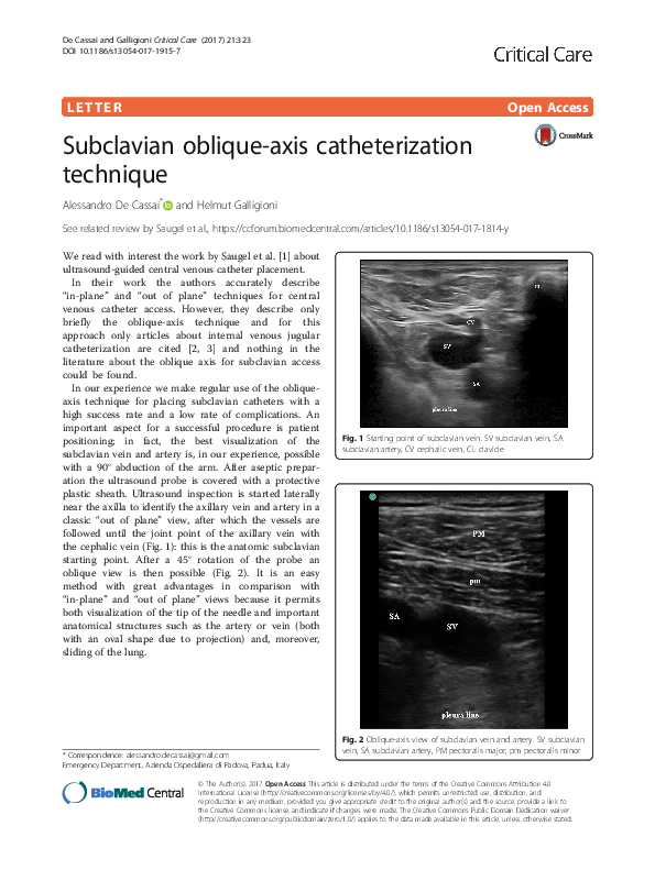 (PDF) Subclavian oblique-axis catheterization technique | Helmut ...