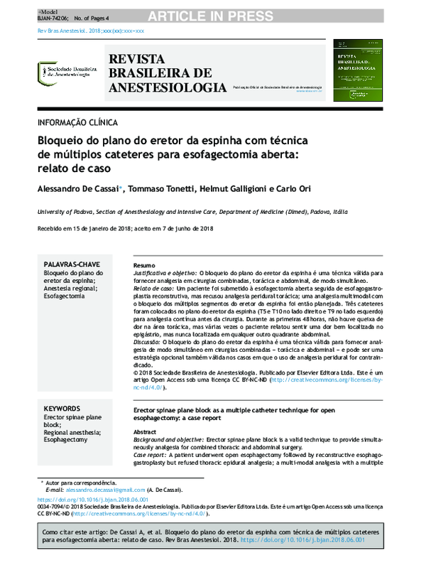 (PDF) Bloqueio do plano do eretor da espinha com técnica de múltiplos ...
