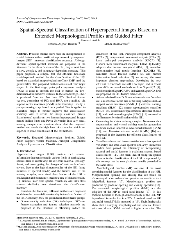(PDF) Spatial-Spectral Classification of Hyperspectral Images Based on Extended Morphological ...