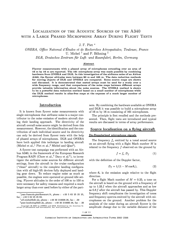 (PDF) Localization of the Acoustic Sources of the A340 with a Large Phased Microphone Array ...