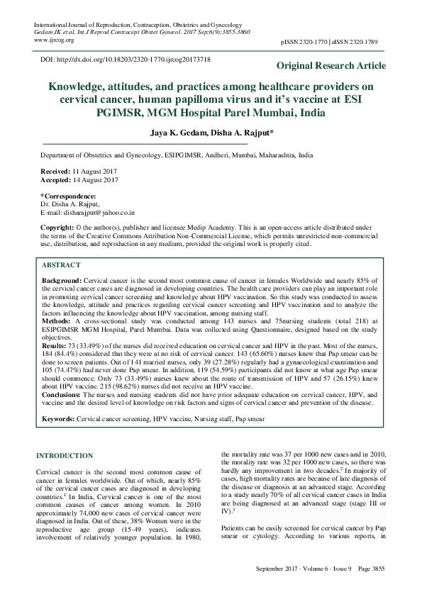 Pdf Knowledge Attitudes And Practices Among Healthcare Providers On 4075