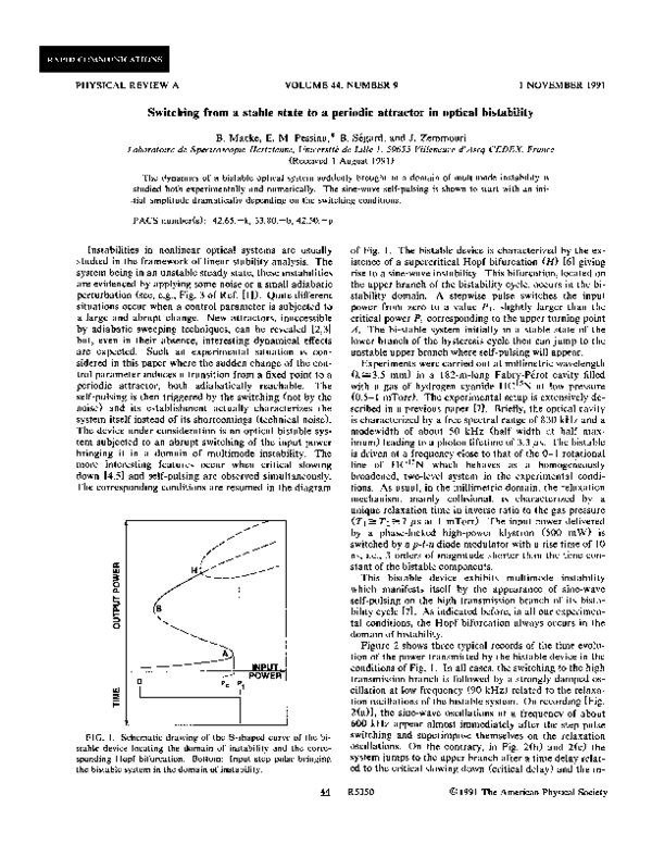 (PDF) Switching from a stable state to a periodic attractor in optical ...