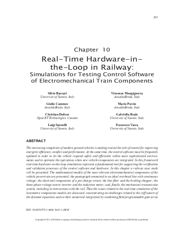 (PDF) Real-Time Hardware-in-the-Loop in Railway