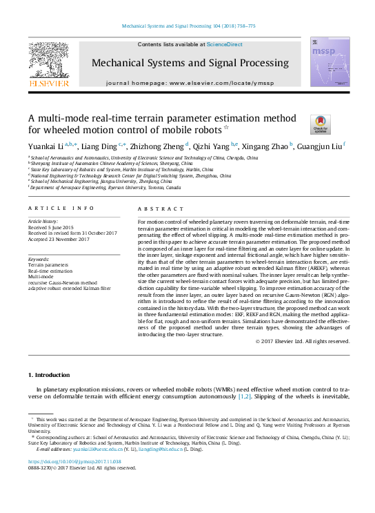 (PDF) A multi-mode real-time terrain parameter estimation method for wheeled motion control of ...