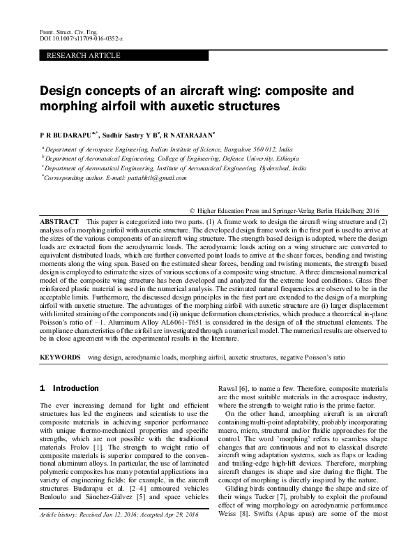 (PDF) Design concepts of an aircraft wing: composite and morphing ...