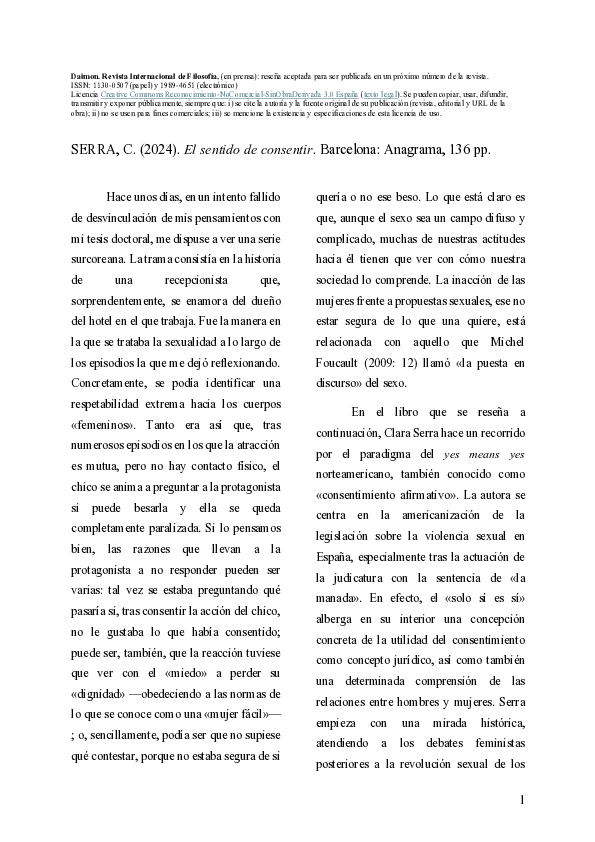 (PDF) C. Serra, El sentido de consentir, 2024, Anagrama, 136 pp.
