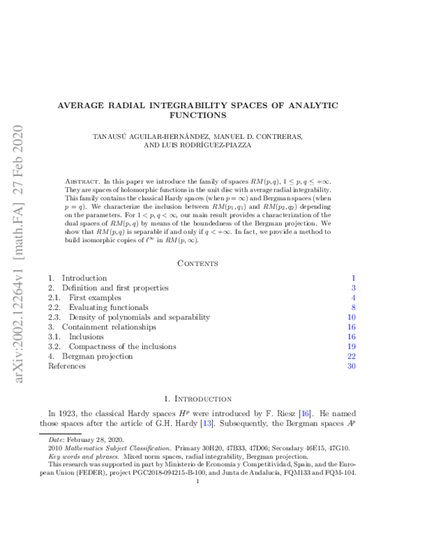 (PDF) Average radial integrability spaces of analytic functions