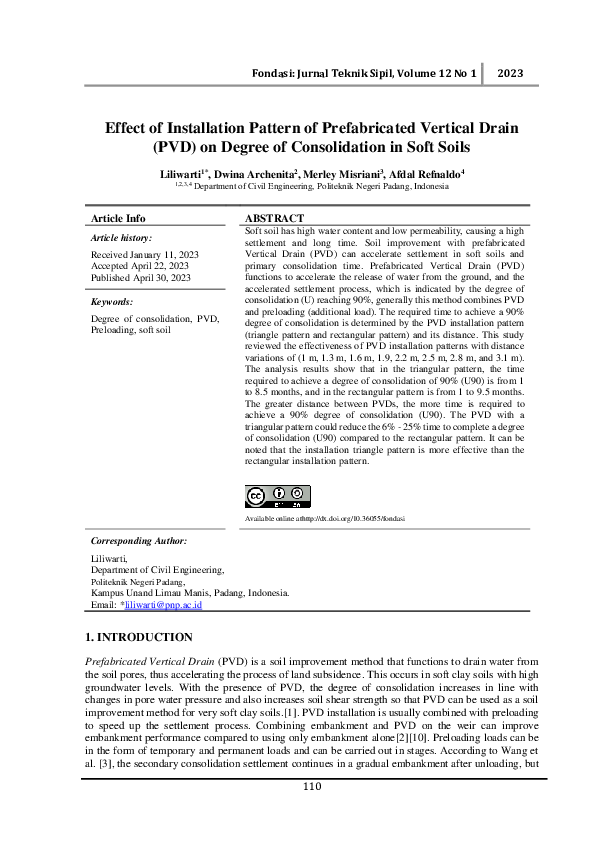 (PDF) Effect of Installation Pattern of Prefabricated Vertical Drain ...