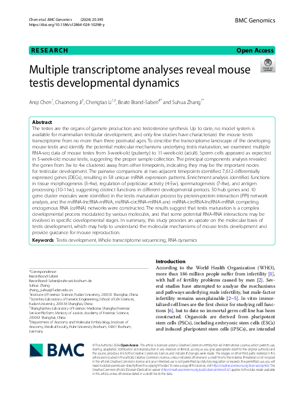 (PDF) Multiple transcriptome analyses reveal mouse testis developmental ...