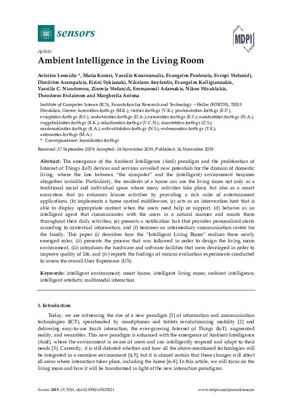 (PDF) Ambient Intelligence in the Living Room