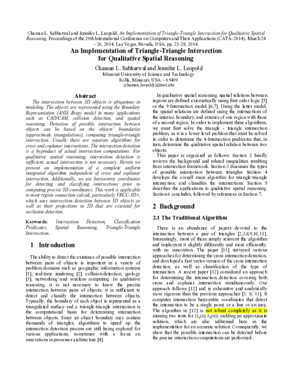 (PDF) An Implementation of Triangle-Triangle Intersection for ...