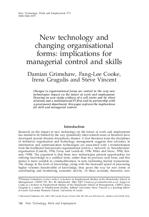 (PDF) New technology and changing organisational forms: implications ...