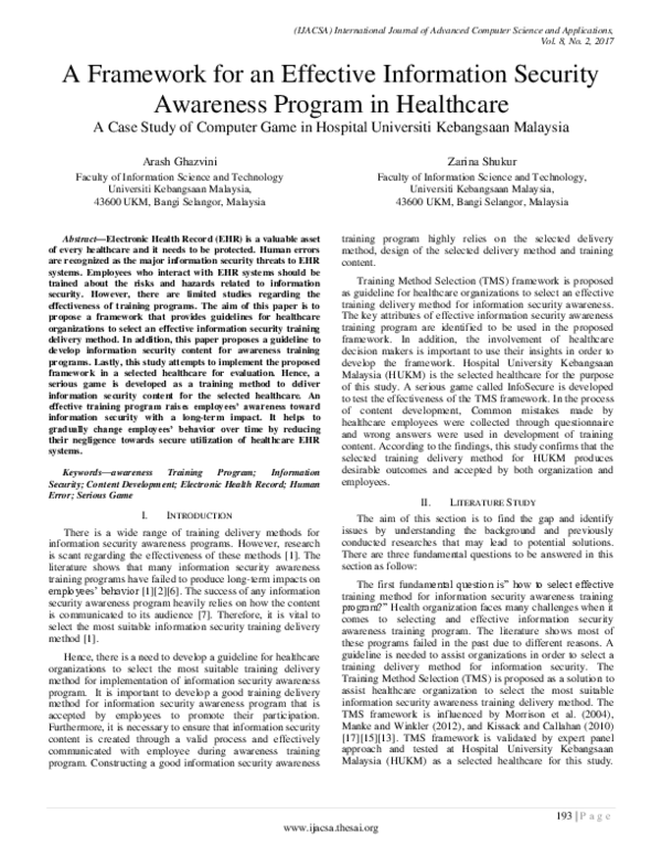 (PDF) A Framework for an Effective Information Security Awareness ...