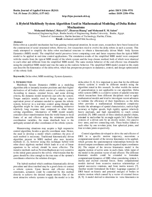 (PDF) A Hybrid Multibody System Algorithm Used in Mathematical Modeling ...