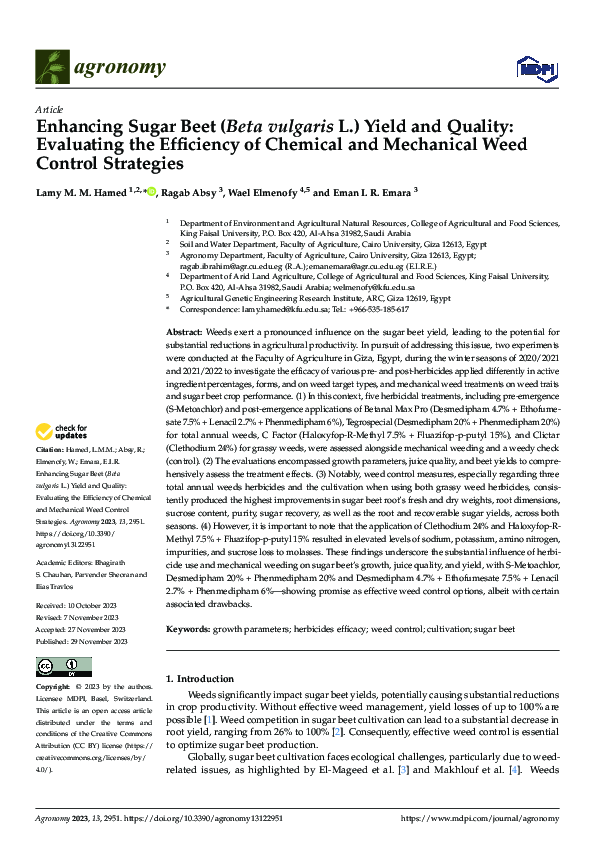 (PDF) Enhancing Sugar Beet (Beta vulgaris L.) Yield and Quality ...
