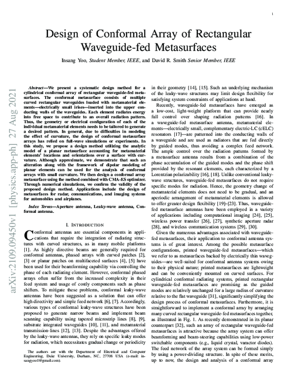 (PDF) Design of Conformal Array of Rectangular Waveguide-Fed Metasurfaces