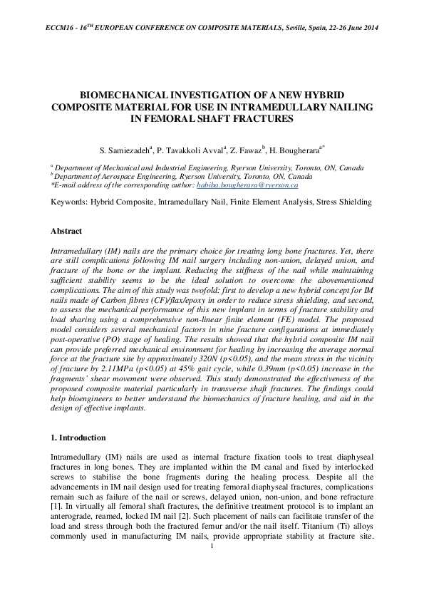 (PDF) Biomechanical Investigation of a new Hybrid Composite Material for use in Intramedullary ...