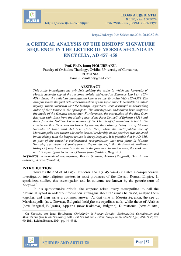 (PDF) A CRITICAL ANALYSIS OF THE BISHOPS᾽ SIGNATURE SEQUENCE IN THE ...