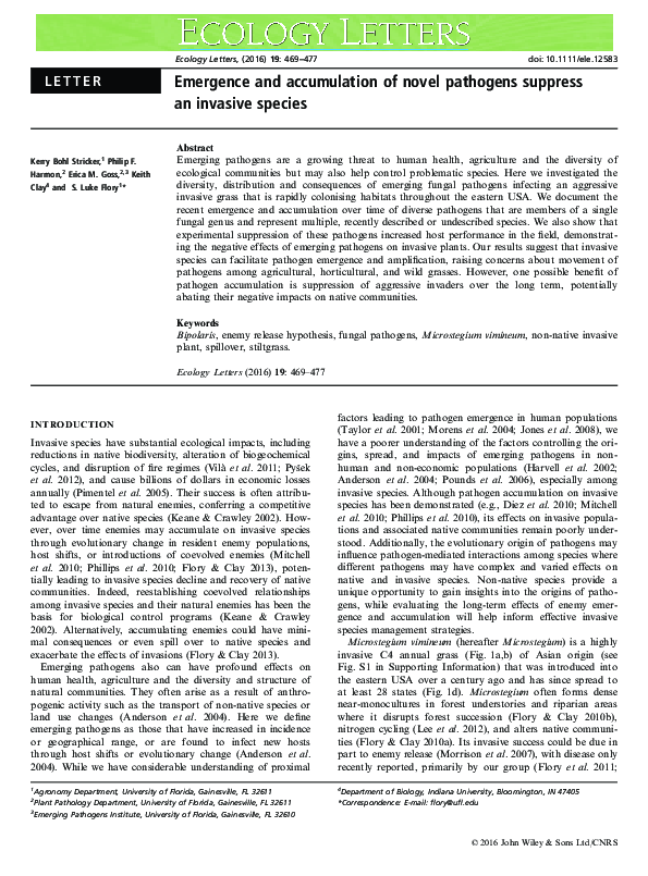 (PDF) Emergence and accumulation of novel pathogens suppress an ...