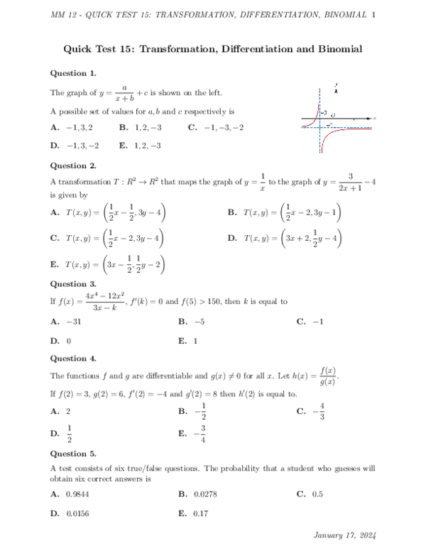 (PDF) Quick Test 15: Transformation, Differentiation and Binomial